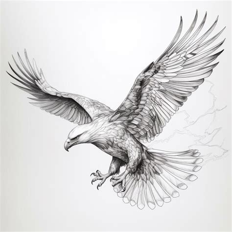 Drawing Of A Large Eagle Flying With Its Wings Spread Generative Ai