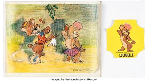Disney Artist Bongo And Lulubelle Christmas Card Preliminary Lot