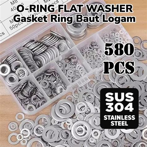 Jual Set 580pcs O Ring Flat Logam Seal Ring Baut Gasket Nut Washer Oli