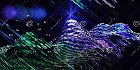 Abstract Background Wave Algorithm Analyze Data With Blurred Lines Quantum Cryptography Concept