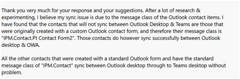 custom forms do not sync in outlook with o365 microsoft qanda