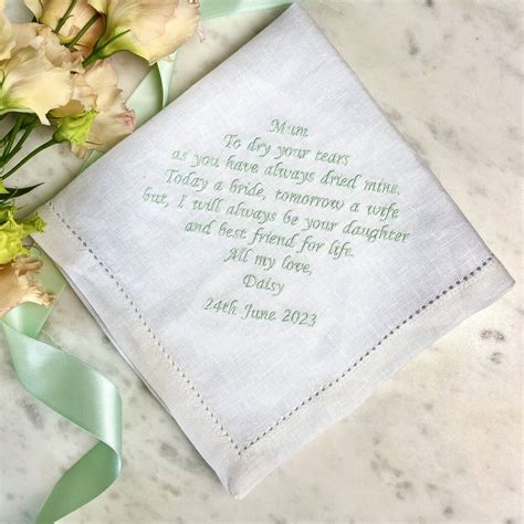 Mother Of The Bride Linen Wedding Handkerchief By Adorned Embroidery