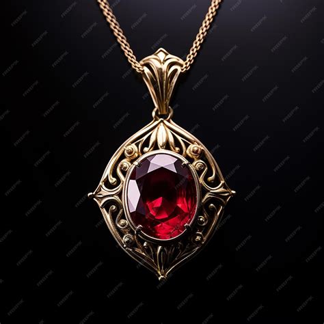 Gilded Glamour Oval Cut Ruby Pendant Premium Ai Generated Image