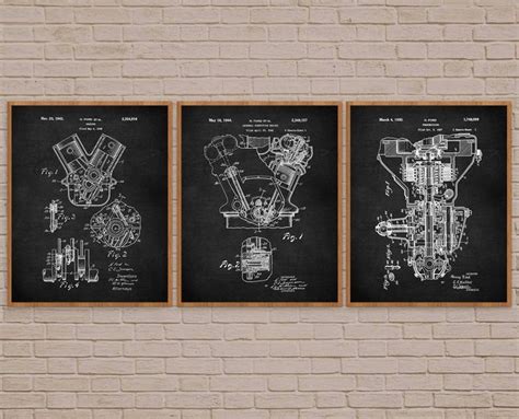 Car Lover T Engine Patent Print Art Set Etsy Patent Prints Etsy