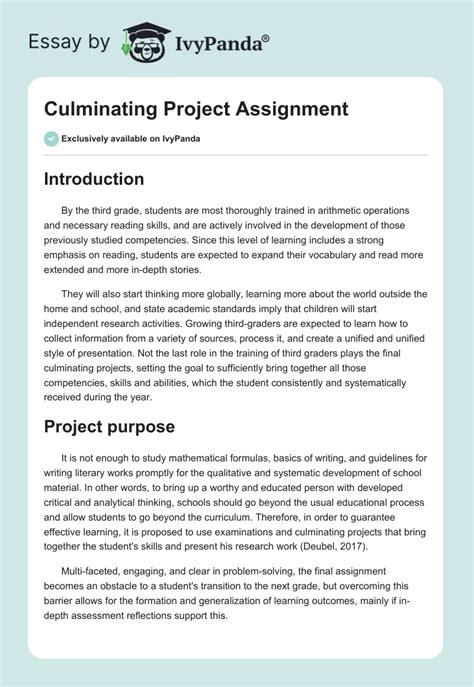 Culminating Project Assignment 1136 Words Essay Example