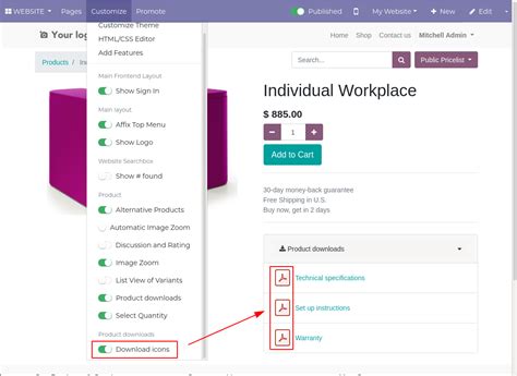 Ecommerce Product Attachments The Odoo Community Association Oca