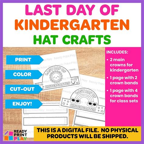 Last Day Of Kindergarten Crown Craft Printable School Coloring