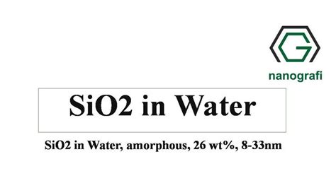 Silicon Dioxide SiO In Water Size Nm Amorphous Wt Nanografi Nano Technology