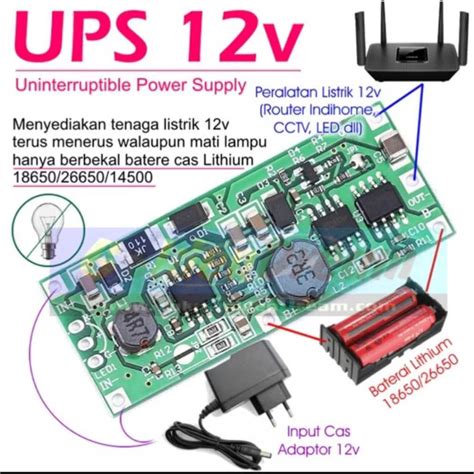 Jual Modul Mini Ups 12v Baterai 18650 Lithium Pengaman Anti Mati Lampu