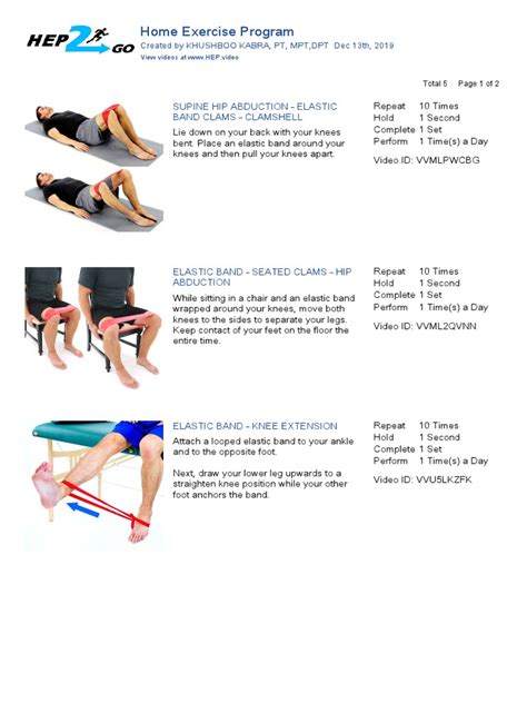 Home Exercise Program Supine Hip Abduction Elastic Band Clams