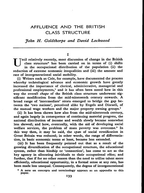 Affluence And The British Class Structure Pdf Social Stratification Wealth