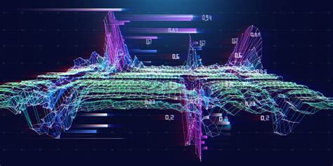 Abstract Background Contain Color Wireframe And Blurred Data Lines On Dark Technology 3d