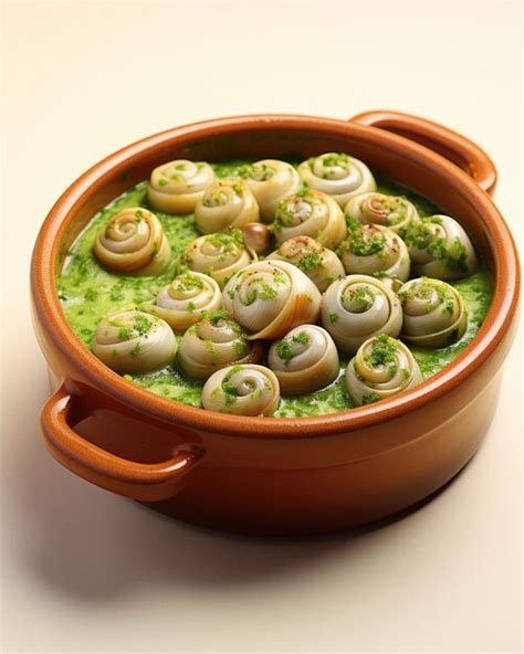 Foodie France Food Escargots Snails Cooked In Garlic Butter Premium