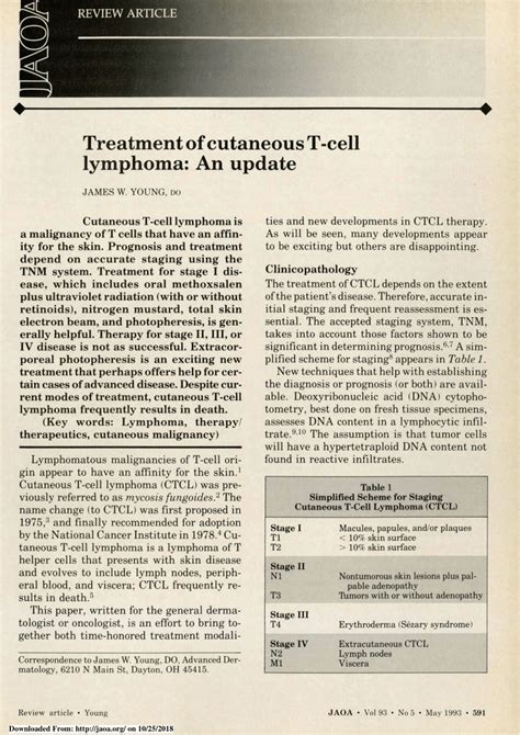 Pdf Treatment Of Cutaneous T Cell Lymphoma An Update