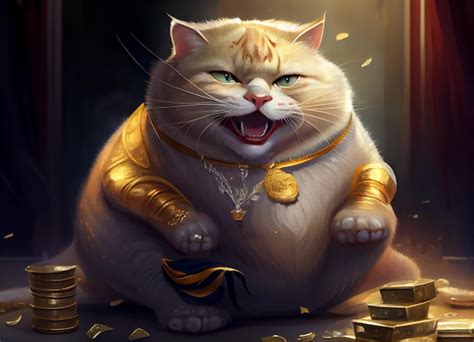 Premium Ai Image A Fat Cat With Gold Chain Around His Neck And Gold