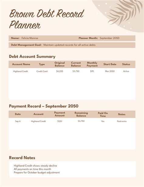 Free Debt Planner Templates To Customize Online