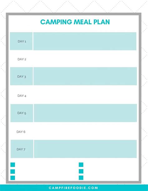 Camping Meal Planner Printable Campfire Foodie