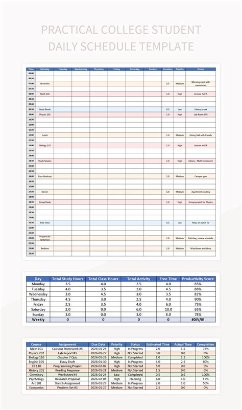 Excel College Schedule Template