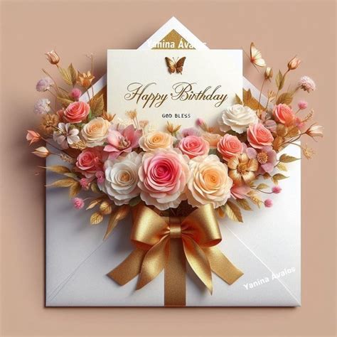 Elegant Birthday Card With Flowers