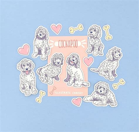 White Cockapoo Stickers Cute Waterproof Dog Stickers Etsy