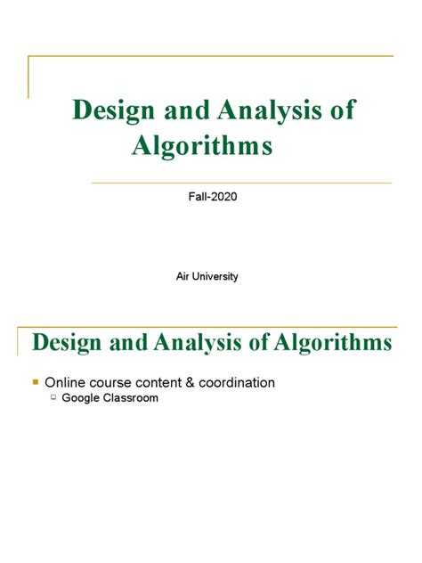 Design And Analysis Of Algorithms Fall 2020 Pdf Algorithms