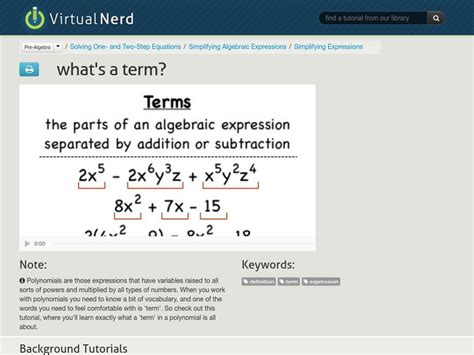 Virtual Nerd Whats A Term Instructional Video For 9th 10th Grade Lesson Planet