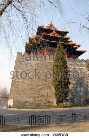 Corner Tower At The Forbidden City Unesco Heritage Beijing China Stock