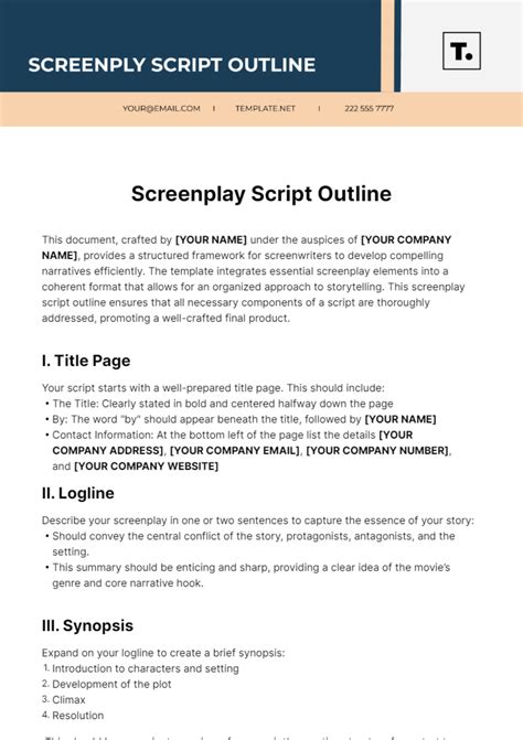 Free Screenplay Script Outline Template To Edit Online