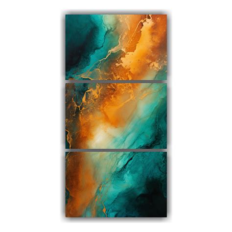 Cuadros Elegantes Colores Turquesa Y Ámbar Para Una Decoración