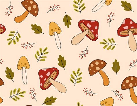 Premium Vector Cute Mushroom Seamless Pattern