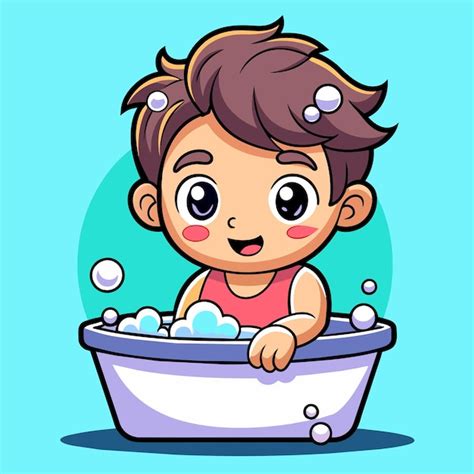 Premium Vector Smiling Little Boy Playing With Bubbles