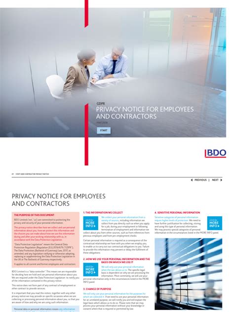 Bdo Guernsey Staff And Contractor Privacy Notice Final Pdf