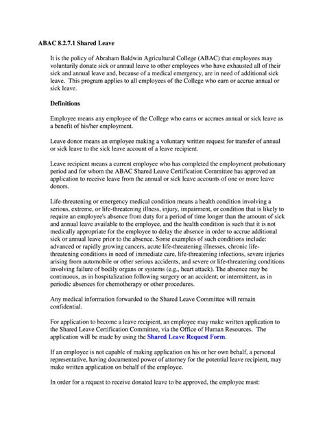 Fillable Online Shared Leave Policy Fax Email Print Pdffiller