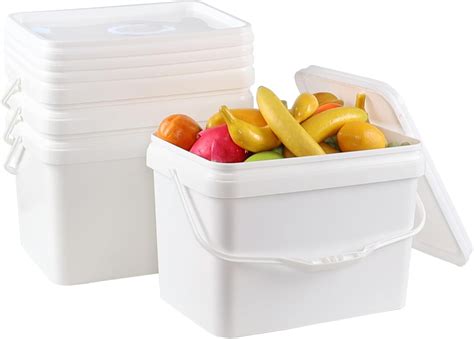 Jhoutr 52 Gallon Plastic White Rectangular Food Bucket With Lid Small