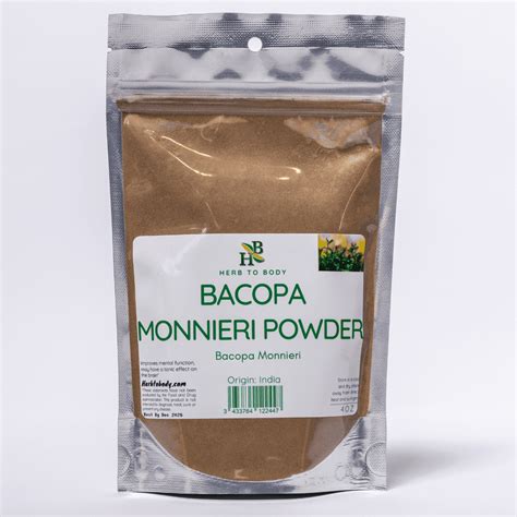 Herb To Body Bacopa Monnieri Powder Wildcrafted 4oz