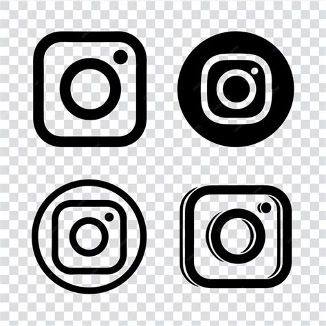 Premium Vector Black And White Instagram Logo Icon Set