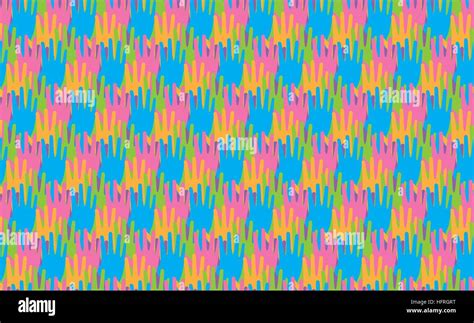 Five Color Hands Up Seamless Pattern For Background Vote And Election
