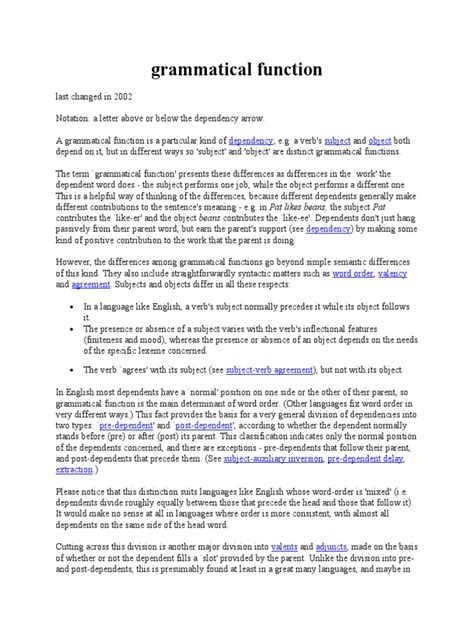 Grammatical Function Pdf Predicate Grammar Subject Grammar