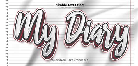Premium Vector My Diary Editable Text Effect In Modern Trend Style