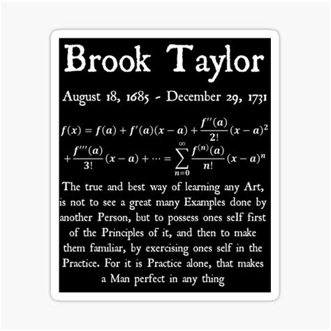 Brook Taylor Mathematician Calculus Mathematics Quote Vintage Math Design On Black Background