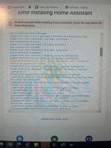 “error installing home assistant” r homeassistant