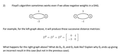 Solved 2 Floyds Algorithm Sometimes Works Even If We Allow