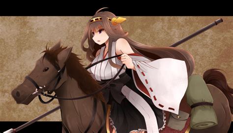 Safebooru 1girl Ahoge Bare Shoulders Brown Hair Detached Sleeves