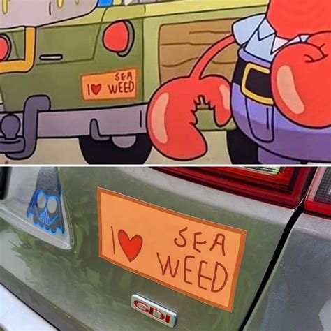 Spongebob Vinyl Stickers I 3 Heart Sea Weed 4x2 Etsy