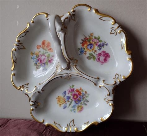 Jlmenau Made In East Germany Divided Serving Dish With Handle And