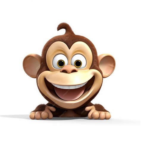 Premium Ai Image Cartoon Monkey Mascot Smiley Face On White Background