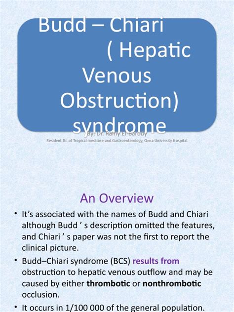 Overview Of Budd Chiari Syndrome Pdf Liver Thrombosis