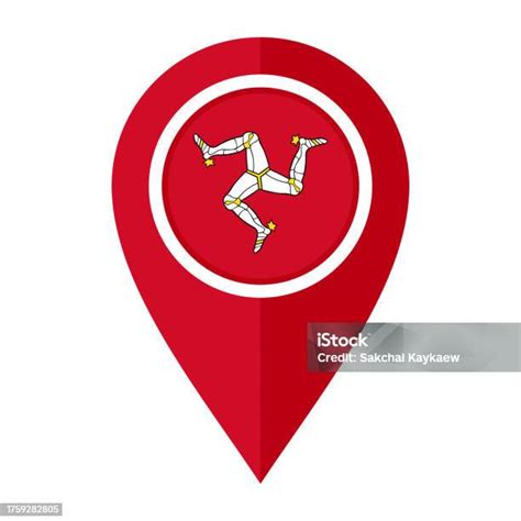 맨 섬 플래그의 플랫 맵 마커 아이콘입니다 벡터 일러스트 레이 션 흰색 배경에 고립 된 개념에 대한 스톡 벡터 아트 및 기타 이미지 개념 국가 지리적 지역 기