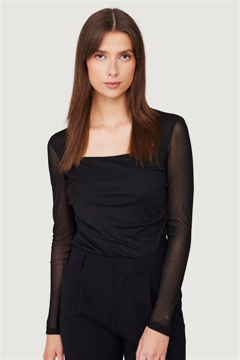 Black L Mesh Gathered Ls Women Cubus