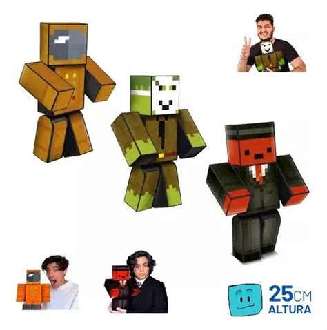 Kit 3 Boneco Kadu Zoom Stick 25cm Minecraft Streamers Gamers Frete Grátis